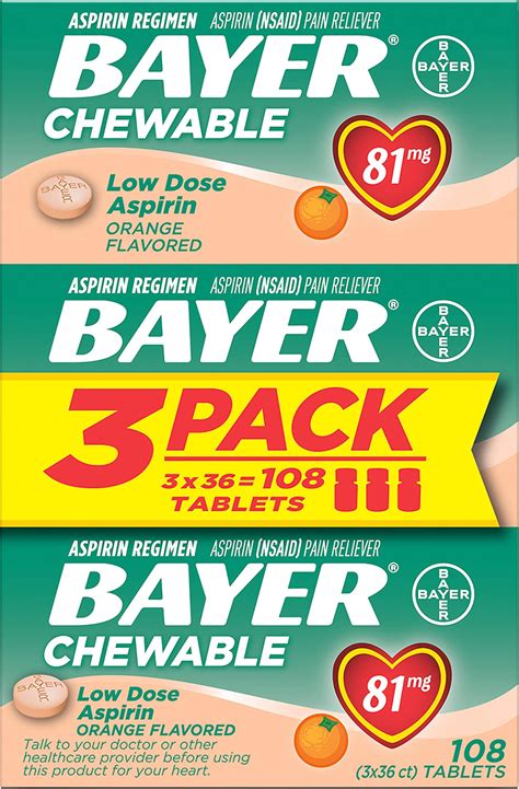 Bayer Aspirin Regimen 81mg Chewable Tablets 1 Doctor Recommended Aspirin Brand
