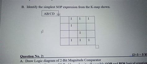 Solved B Identify The Simplest SOP Expression From The Chegg Com