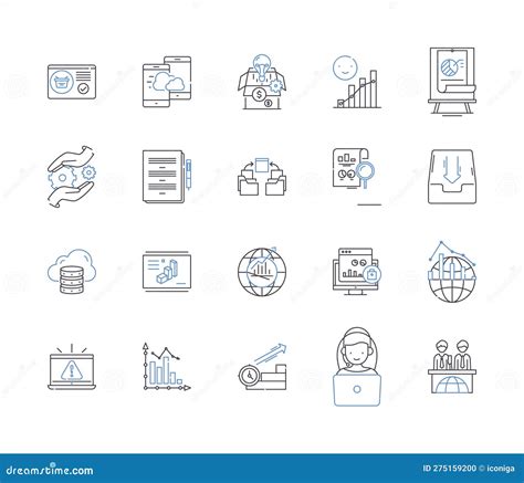 Data And Computer Outline Icons Collection Data Computer Analysis Science Networking
