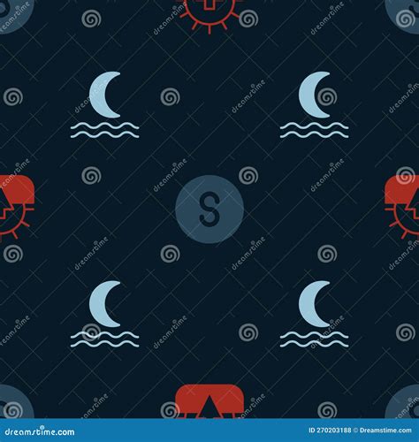 Set Sunset Compass South And Night Fog Or Smoke On Seamless Pattern Vector Stock Vector