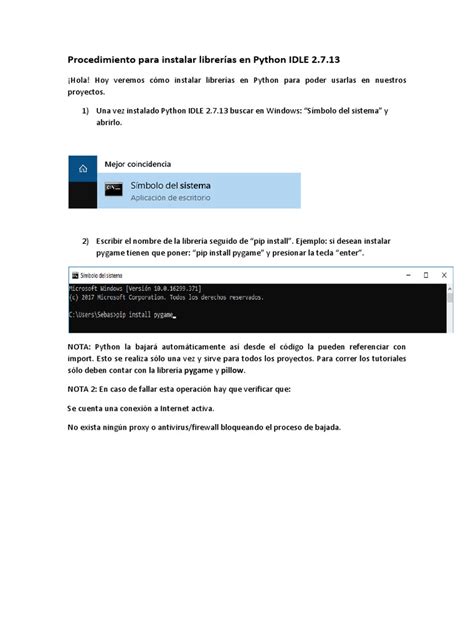 Procedimiento Para Instalar Librerias En Python Idle 2713 Pdf