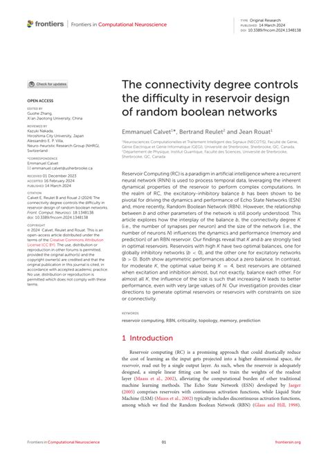 Pdf The Connectivity Degree Controls The Difficulty In Reservoir Design Of Random Boolean Networks