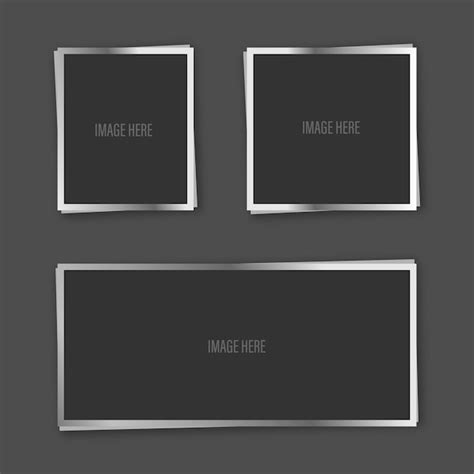 빈 사진 프레임 템플릿 세트 프리미엄 벡터