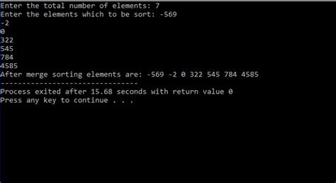 C Program For Merge Sort In Ascending Order