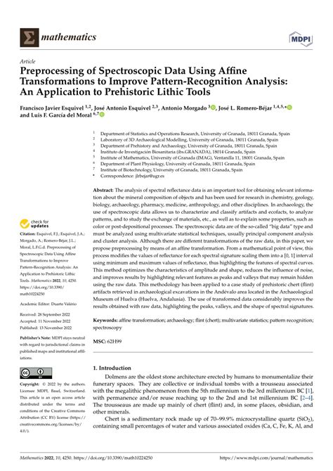 Pdf Preprocessing Of Spectroscopic Data Using Affine Transformations To Improve Pattern