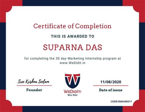 Suparna Das On Linkedin Successfully Completed My Marketing Internship At Wedidit