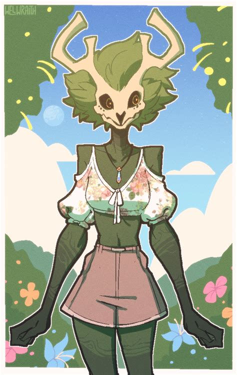 Rule 34 1girls Anthro Bush Clouds Deer Girl Female Female Only Flat Chest Flower Flowers Green