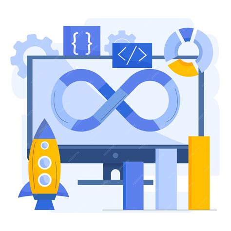 손으로 그린 평면 디자인 Devops 그림 무료 벡터