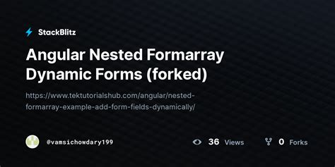 Angular Nested Formarray Dynamic Forms Forked Stackblitz
