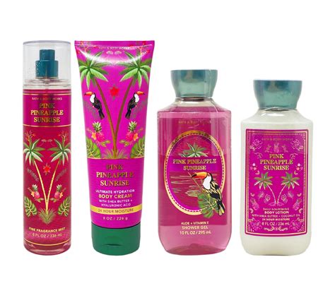 Bath And Body Works Pink Pineapple Sunrise 4 Piece T Set Fragrance