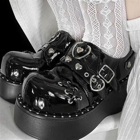 Bat Cuties Bat Wing Buckle Goth Lolita Platform Loafer Black Matte