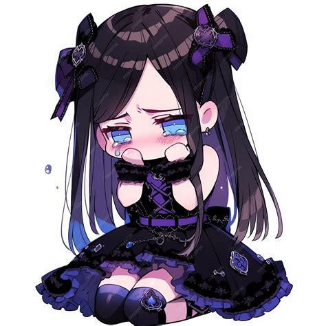 Premium Ai Image Expressive Anime Chibi Illustration Of A Sad Goth