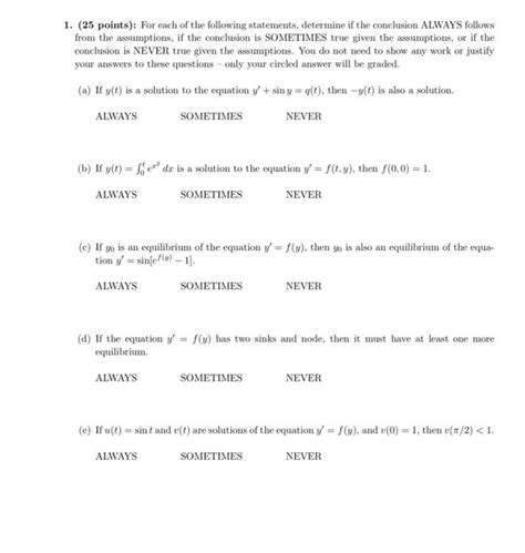 Solved 1 25 Points For Each Of The Following Statements