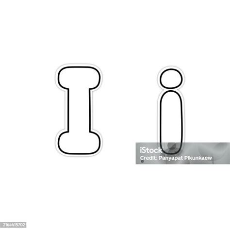 벡터 일러스트 레이 션 의 편지 I 대문자 와 소문자 스티커 글꼴 흑인과 백인 그림 아이들이 그림에 따라 색칠하는 법을 배울 수 있습니다 0명에 대한 스톡 벡터 아트 및