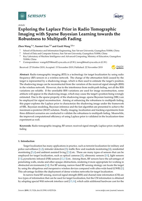 Pdf Exploring The Laplace Prior In Radio Tomographic Imaging With Sparse Bayesian Learning
