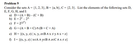 Solved Problem 9 Consider The Sets A E F G H And I Of
