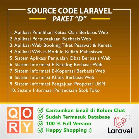 Jual Laravel Paket D Kumpulan Referensi Source Code Program Aplikasi Sistem Informasi