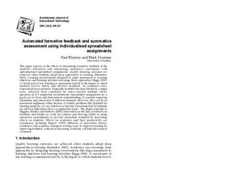 Pdf Automated Formative Feedback And Summative Assessment Using
