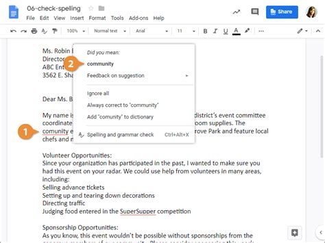 Google Docs Spell Check CustomGuide