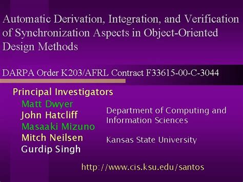 Automatic Derivation Integration And Verification Of Synchronization Aspects