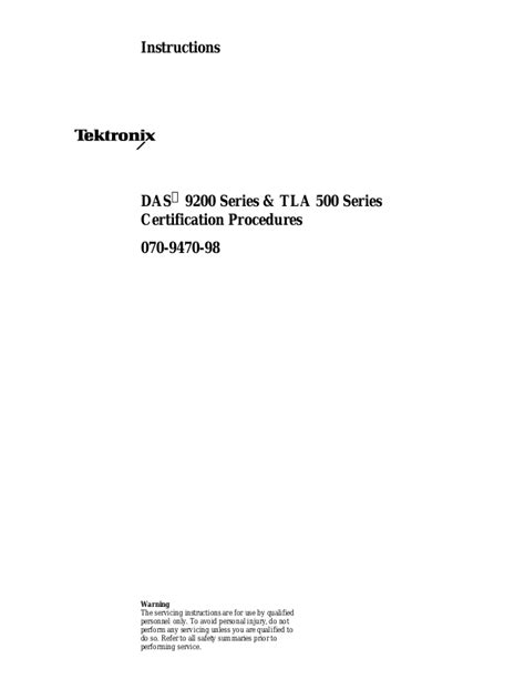 Tektronix Das9200 Series Tla500 Series Instructions User Manual
