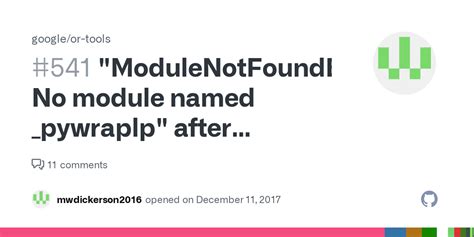 Modulenotfounderror No Module Named Pywraplp After Installing