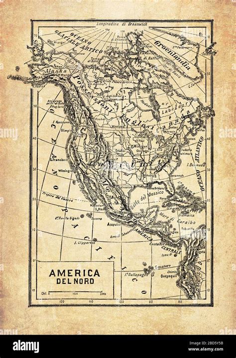 Ancient Map Of North America And Part Of Central America And The