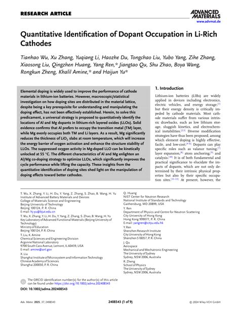 Quantitative Identification Of Dopant Occupation In Li‐rich Cathodes
