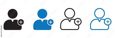 Add New User Icon Set Person Profile Avatar With Plus Add User Profile Icon Follower