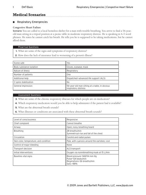 Emt B Medical Scenarios Pdf Cardiopulmonary Resuscitation