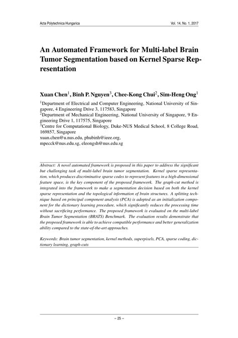 Pdf An Automated Framework For Multi Label Brain Tumor Segmentation