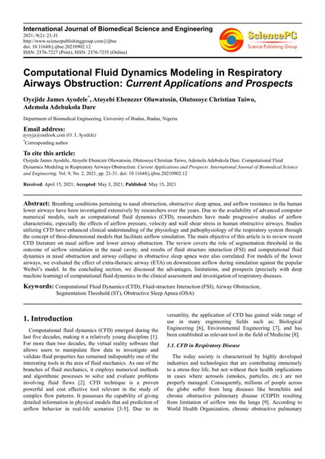 pdf computational fluid dynamics modeling in respiratory airways