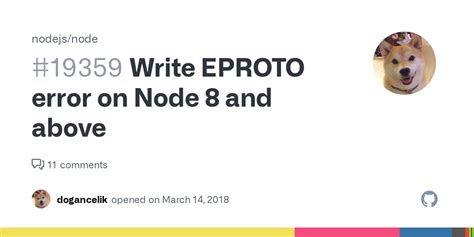 write eproto error on node 8 and above · issue 19359 · nodejs node