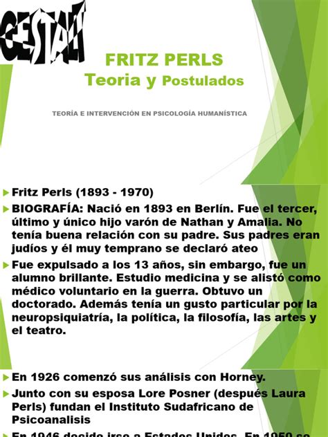 Fritz Perls La Terapia Gestáltica Pdf Terapia Gestalt Aprendizaje