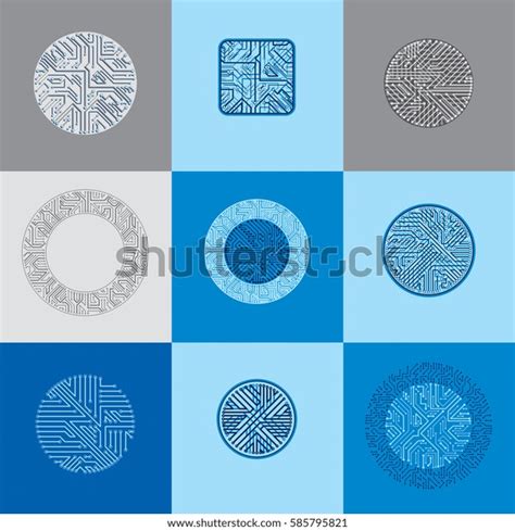 Set Vector Technology Cpu Designs Square Stock Vector Royalty Free 585795821 Shutterstock