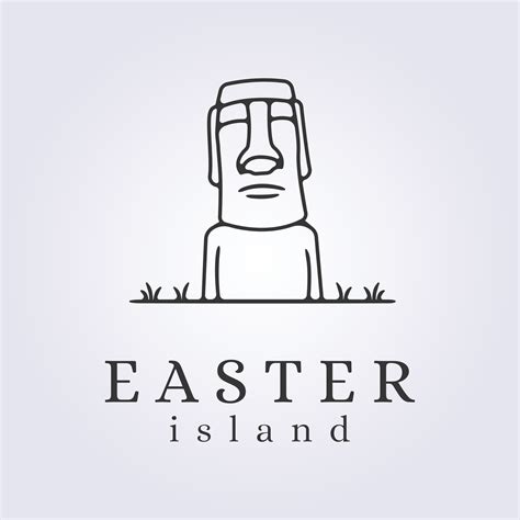 Simple Easter Island Line Art Logo Icon Vector Illustration Symbol Sign Template Background
