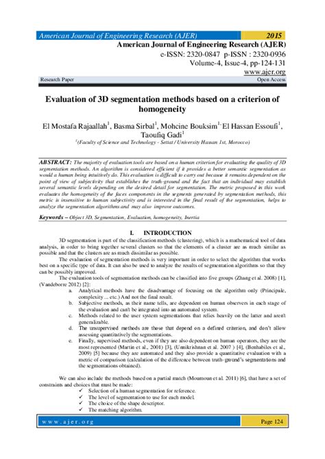 Pdf Evaluation Of 3d Segmentation Methods Based On A Criterion Of