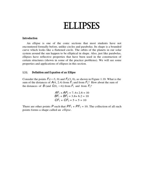 Ellipses Pdf Ellipse Cartesian Coordinate System