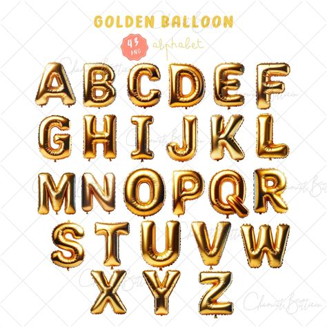 Golden Foil Letter Balloons Letter Number Clipart Golden Etsy Artofit