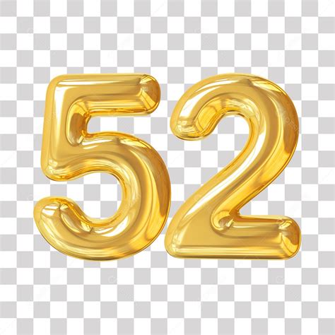 Elemento 3D Para Composição Número 52 Dourado PNG Transparente download Designi