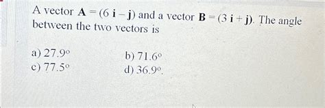 Solved A Vector A I J And A Vector B I J The Angle Chegg Com