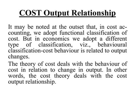 Cost Output Relationship Pptx