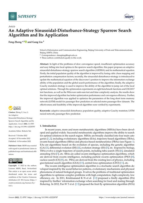 PDF An Adaptive Sinusoidal Disturbance Strategy Sparrow Search