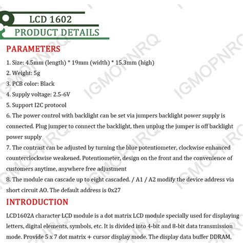 LCD LCD Module Blue Yellow Green Screen X Character LCD Display PCF T PCF