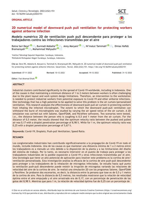 Pdf 2d Numerical Model Of Downward Push Pull Ventilation For Protecting Workers Against