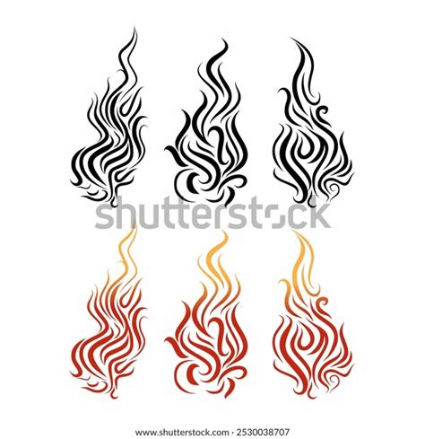 Fire Flame Ignite Collection Set Vector Stock Vector Royalty Free