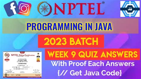 Programming In Java Week 9 Answers 2023 Nptel Swayam Youtube