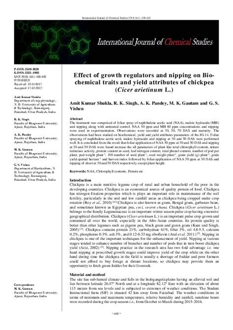 Pdf Effect Of Growth Regulators And Nipping On Bio Chemical Traits