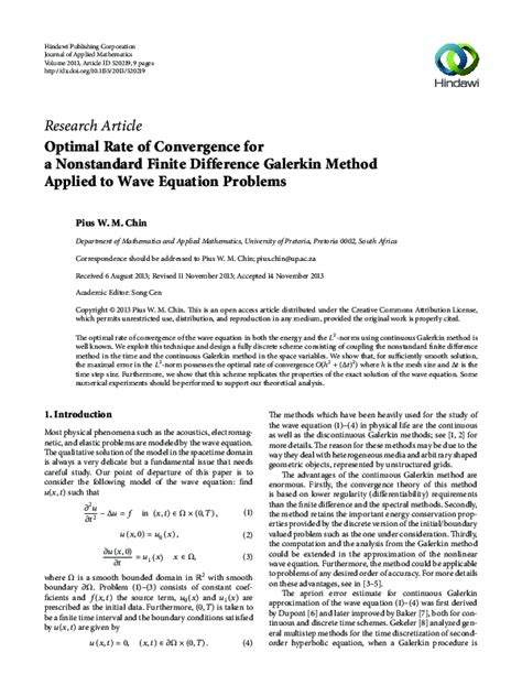 Pdf Optimal Rate Of Convergence For A Nonstandard Finite Difference Galerkin Method Applied To