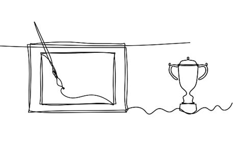 추상적인 술과 흰색 배경에 선 그리기로 트로피가 있는 그림 개념에 대한 스톡 벡터 아트 및 기타 이미지 개념 교육 그림 그리기 Istock